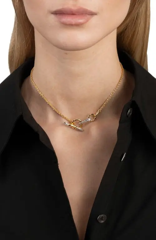 Alexis Bittar Solanales Crystal Pavé Toggle Necklace