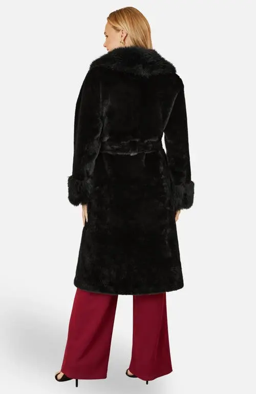 YUMI Oversize Collar Wrap Faux Fur Coat