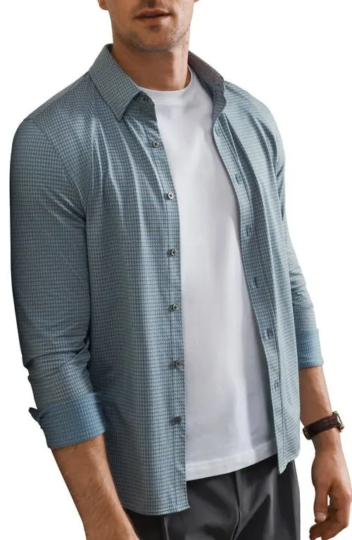 RHONE Commuter Slim Fit Gingham Shirt - Olive Shadow Gingham