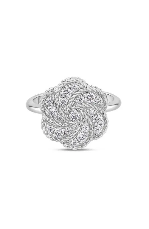 Roberto Coin 18k Gold Diamond Rose Ring - White