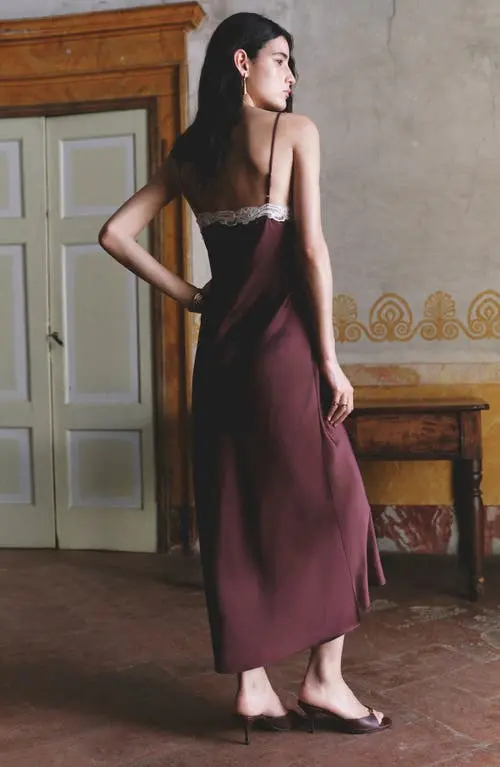 Mango Lace Trimmed V-neck Slipdress