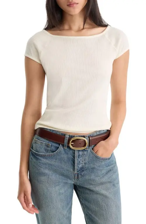 Good American Variegated Rib Top - Chalk
