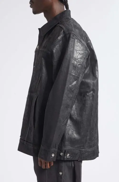 Rick Owens Jumbo Worker Coated Denim Jacket