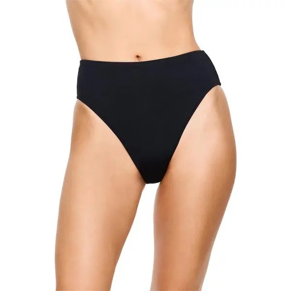 GOTTEX Solid High Waist Bikini Bottom Swimsuit - Black
