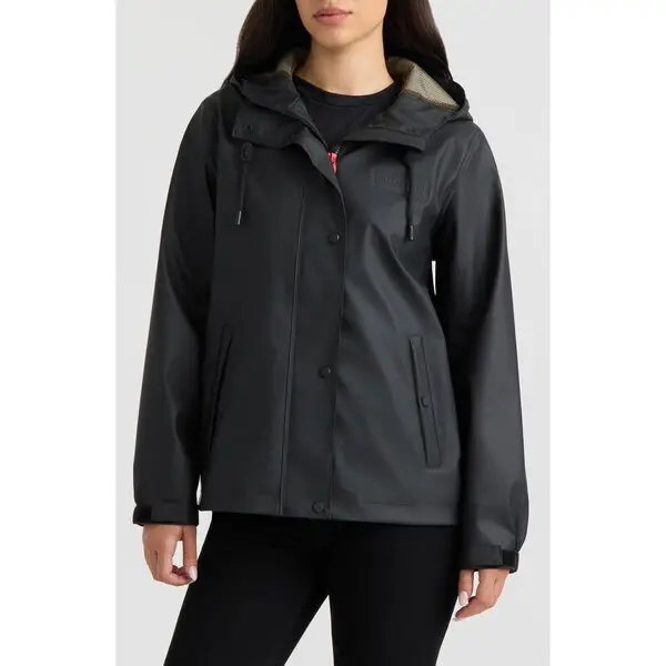 Hunter Dina Cropped Rubberized Rain Jacket - Black
