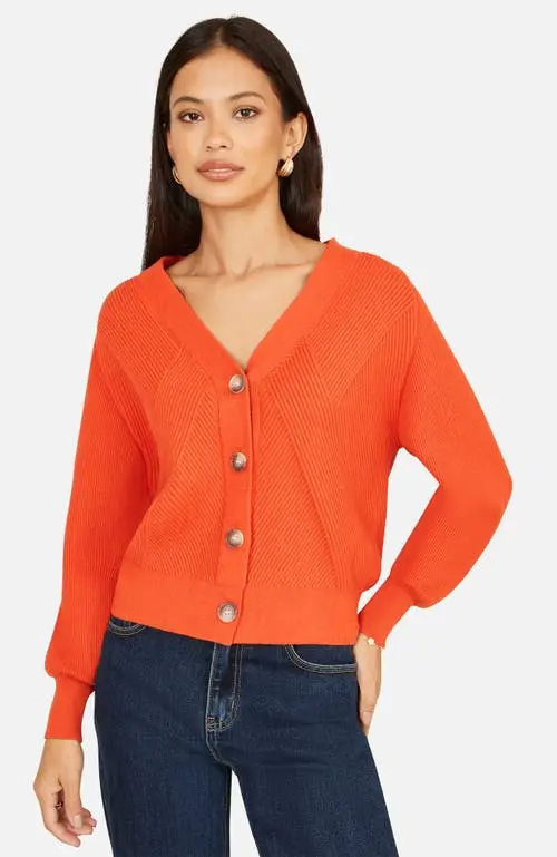 YUMI Relaxed Fit V-neck Cardigan - Orange
