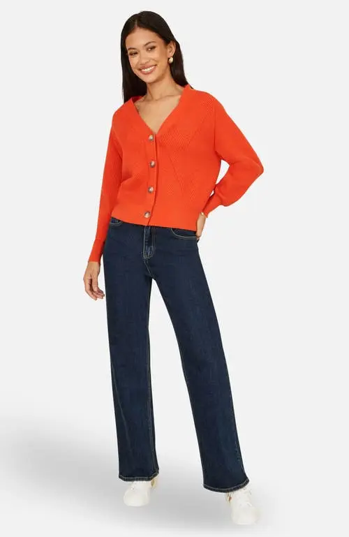 YUMI Relaxed Fit V-neck Cardigan