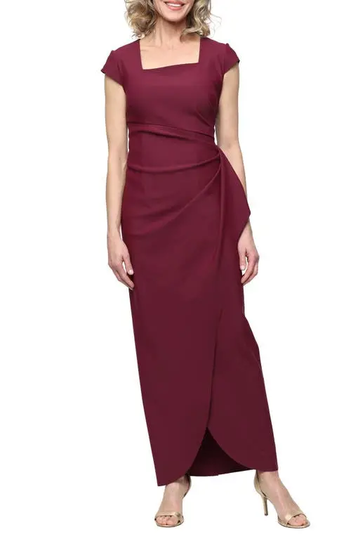 Alex Evenings Contour Collection Ruched Gown - Wine