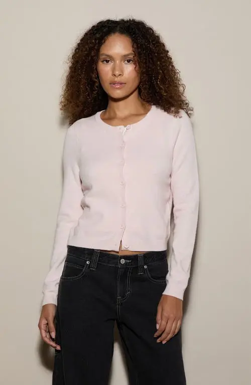PACSUN Marley Striped Cropped Cardigan - Light Pink