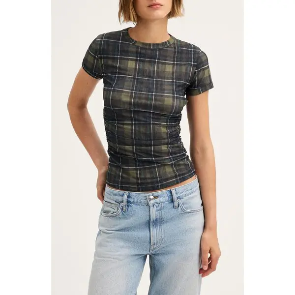 Madewell Ruched Cap Sleeve Tee - Olive
