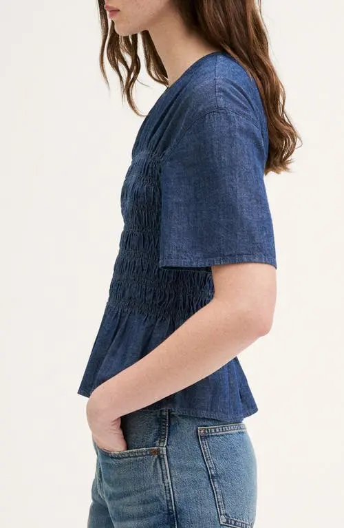 Madewell Smocked Denim Top