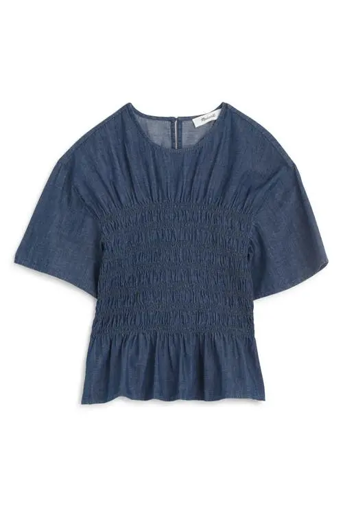 Madewell Smocked Denim Top