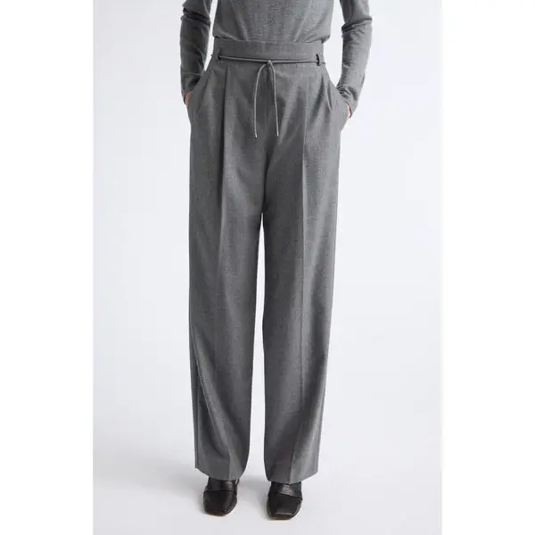 Max Mara Pleated Straight Leg Pants - Medium Grey