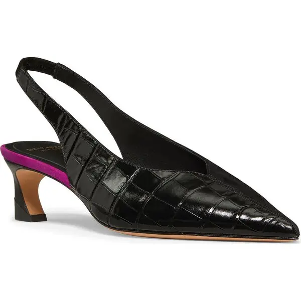 Kate Spade New York Viv Croc Embossed Slingback Pump - Black