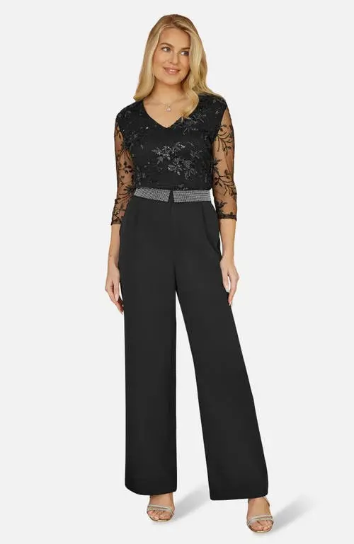 YUMI Diamante Waistband Wide Leg Trousers