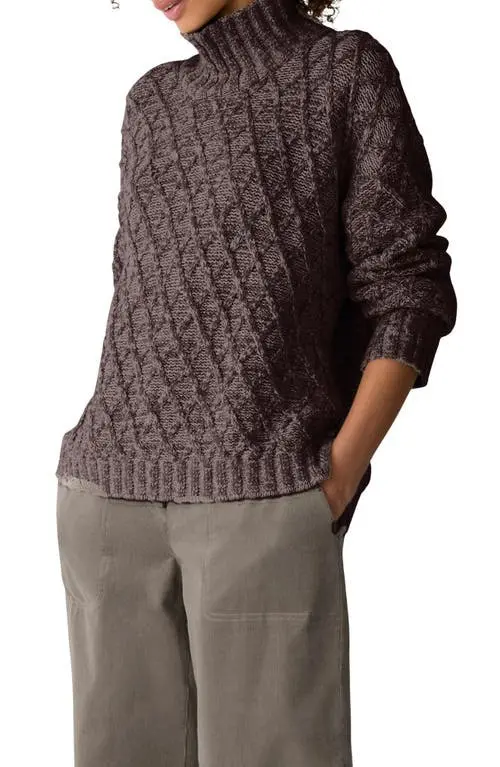 Eileen Fisher Diamond Textured Turtleneck Sweater - Coffee