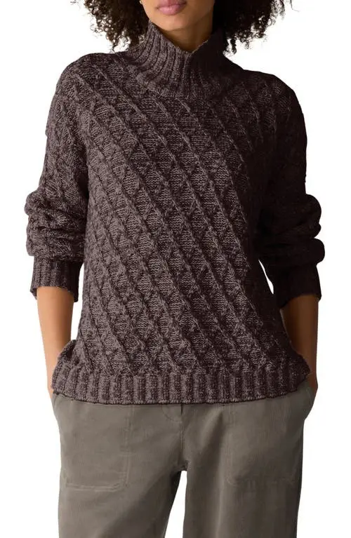 Eileen Fisher Diamond Textured Turtleneck Sweater - Coffee