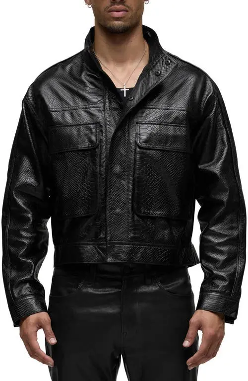 Hudson Jeans Python Embossed Leather Jacket