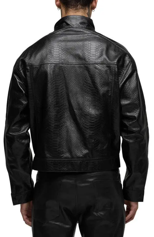 Hudson Jeans Python Embossed Leather Jacket