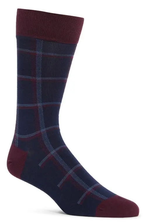 Cole Haan Plaid Dress Crew Socks - Navy Assorted