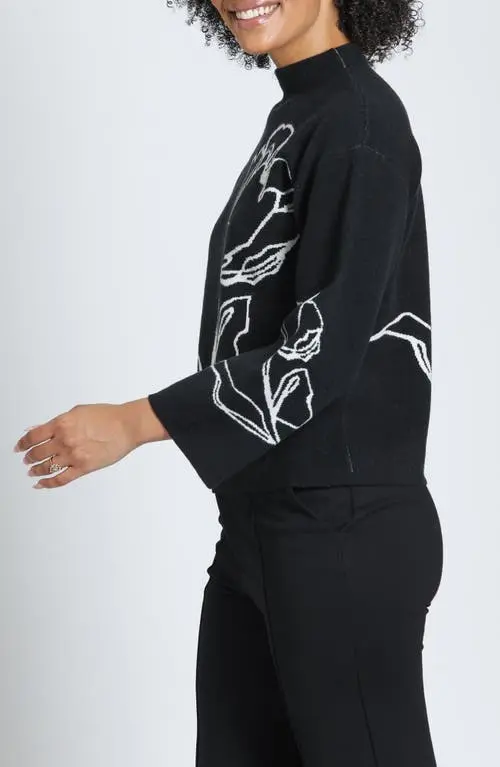 APNY Contrast Floral Pullover Sweater