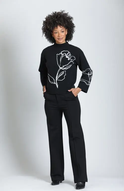 APNY Contrast Floral Pullover Sweater