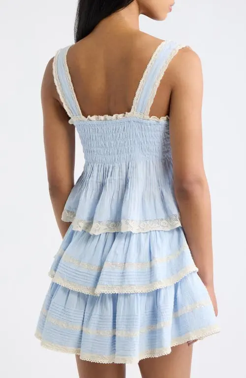 LoveShackFancy Kaelin Lace Trim Ruffle Sleeveless Top
