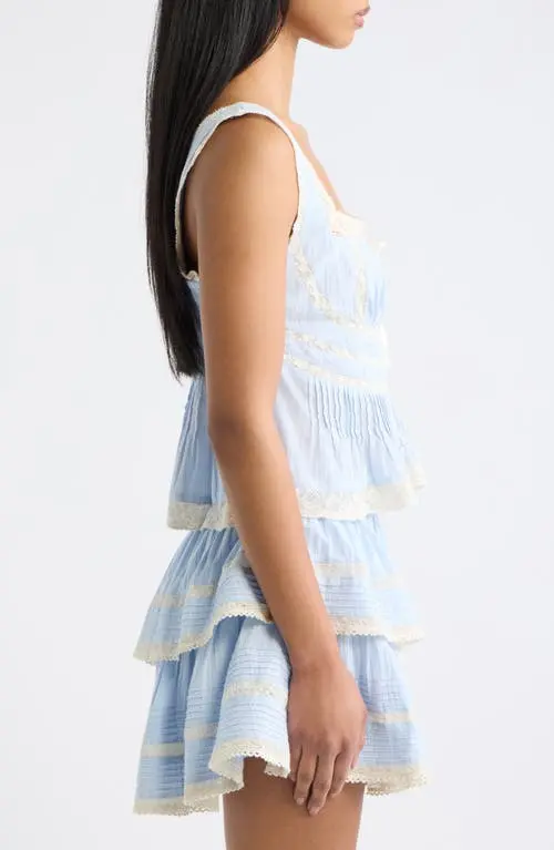 LoveShackFancy Kaelin Lace Trim Ruffle Sleeveless Top