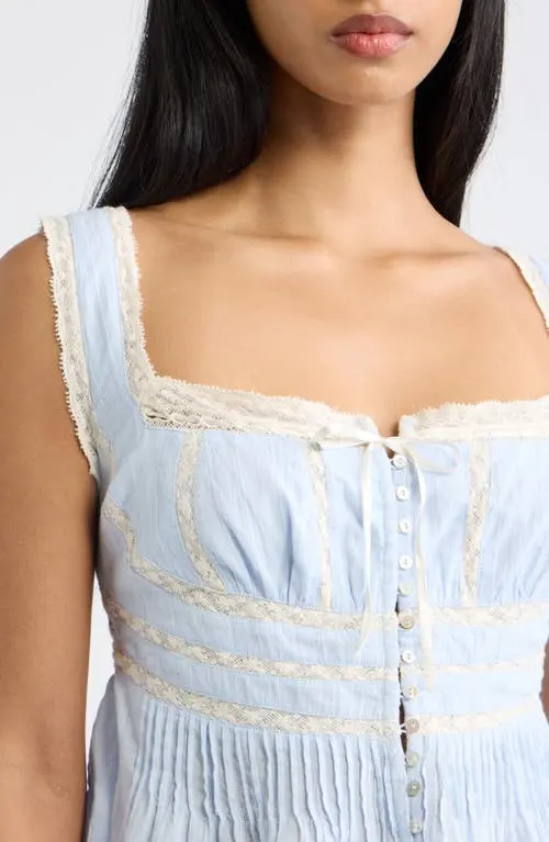 LoveShackFancy Kaelin Lace Trim Ruffle Sleeveless Top