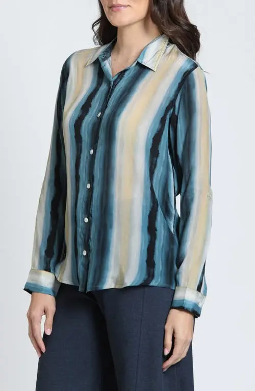 APNY Vertical Print Roll-tab Sleeve Button-up Shirt