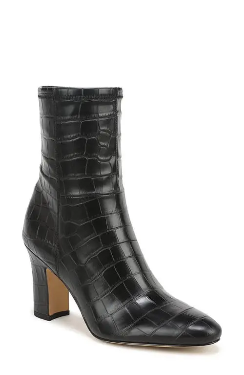 Franco Sarto Jael Croc Embossed Faux Leather Bootie - Black