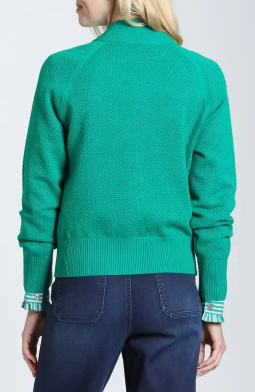 APNY Mesh Pointelle Zip Full Zip Sweatshirt