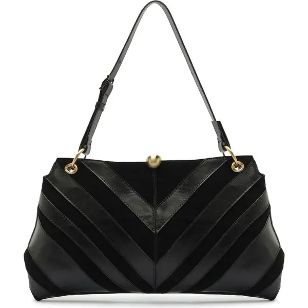 AREZZO Aurora Medium Leather Shoulder Bag - Black