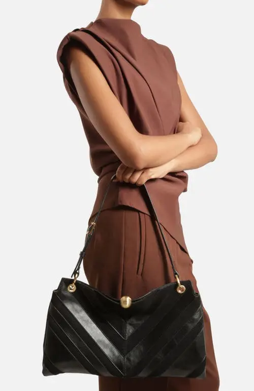 AREZZO Aurora Medium Leather Shoulder Bag - Black