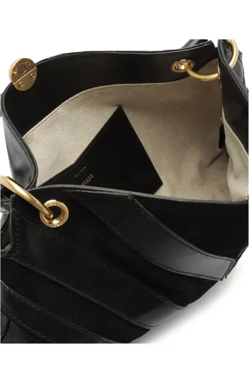AREZZO Aurora Medium Leather Shoulder Bag - Black
