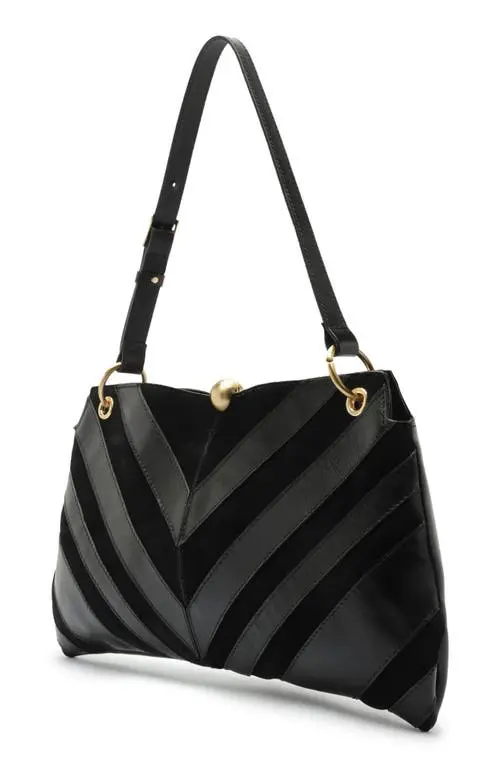 AREZZO Aurora Medium Leather Shoulder Bag - Black