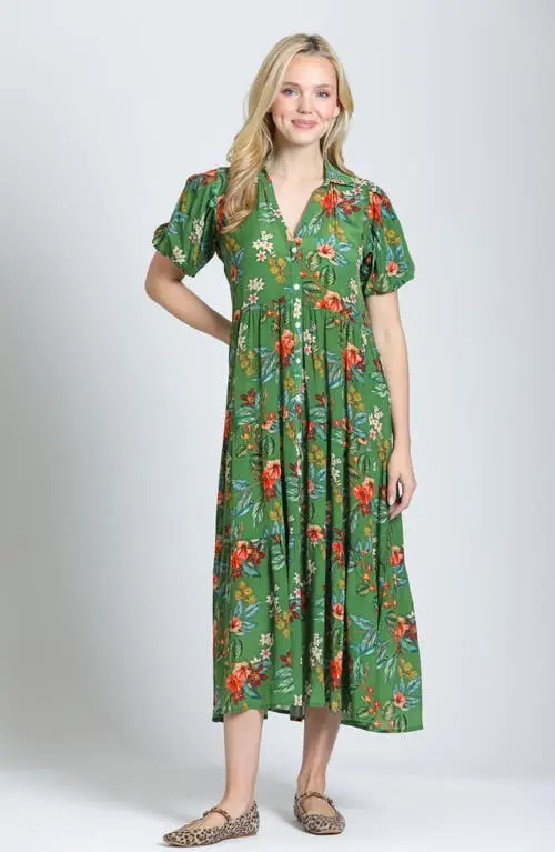APNY Tiered Puff Sleeve Shirtdress