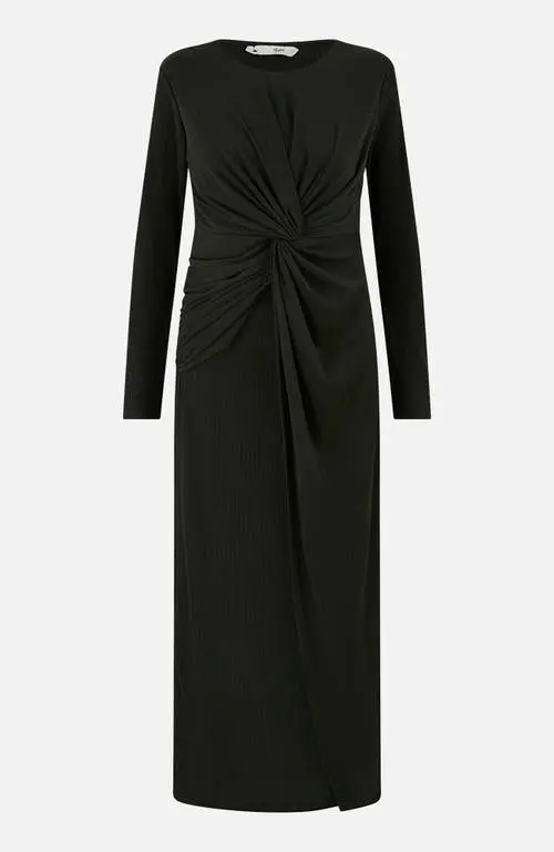 YUMI Fitted Stretch Midi Dress With Knot Detail