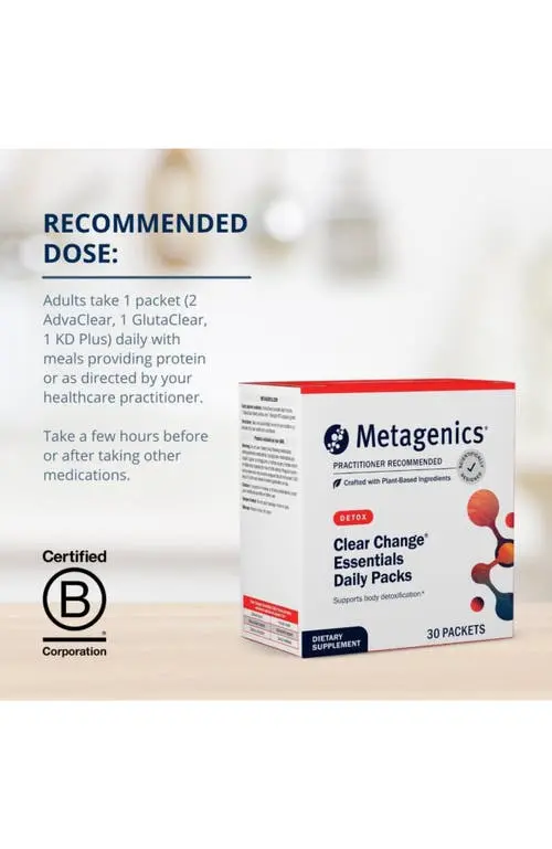 METAGENICS Clear Change Daily Essentials Detox And Gut Health Support Supplement 30 Packets
