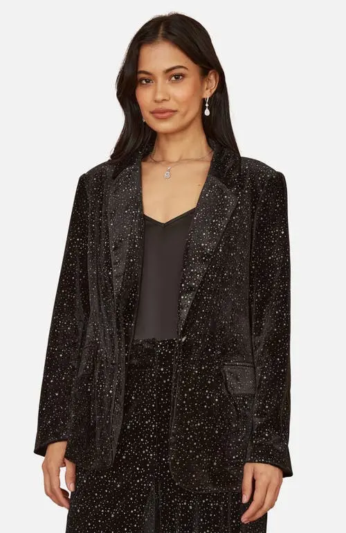 YUMI Velvet Sparkle Oversize Blazer - Black