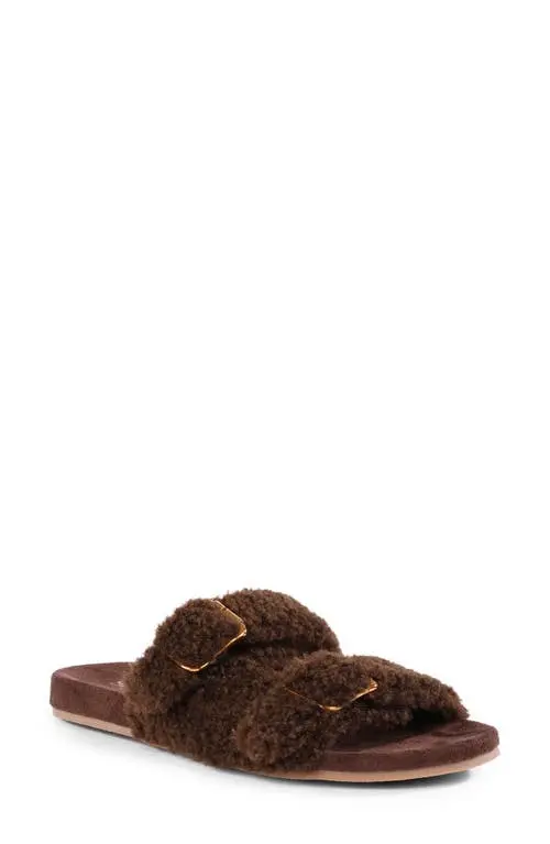 Seychelles Faux Fur Slide Sandals - Brown