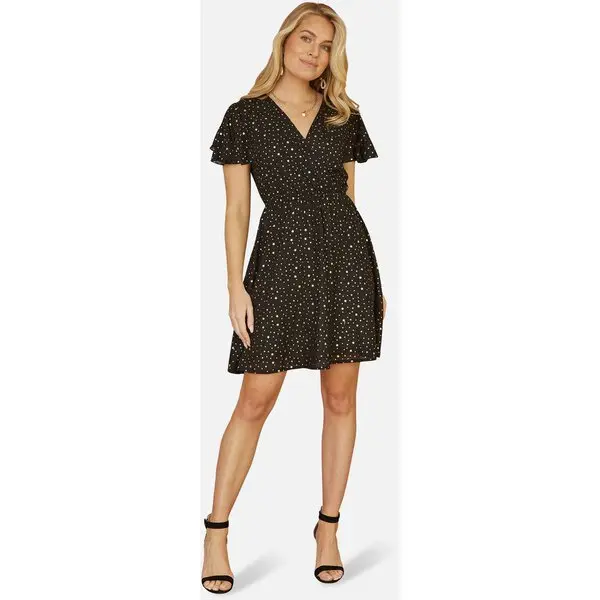 YUMI Mini Star Foil Print Skater Dress
