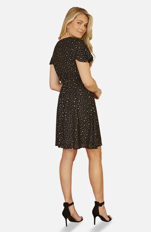 YUMI Mini Star Foil Print Skater Dress