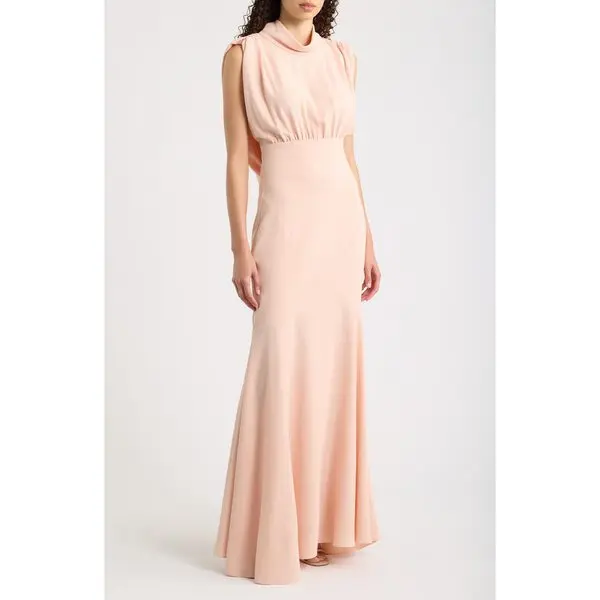 Black Halo Adelina Stretch Crepe Gown - Blush