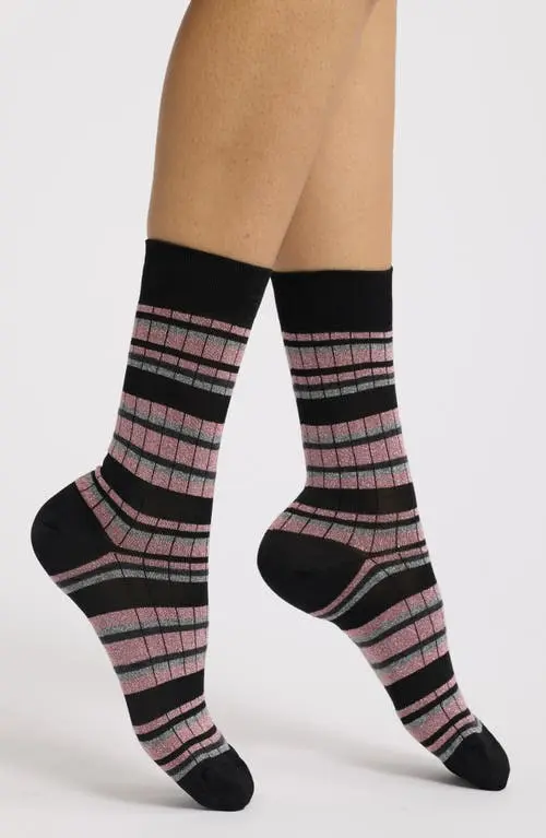 STEMS Metallic Stripe Crew Socks - Black