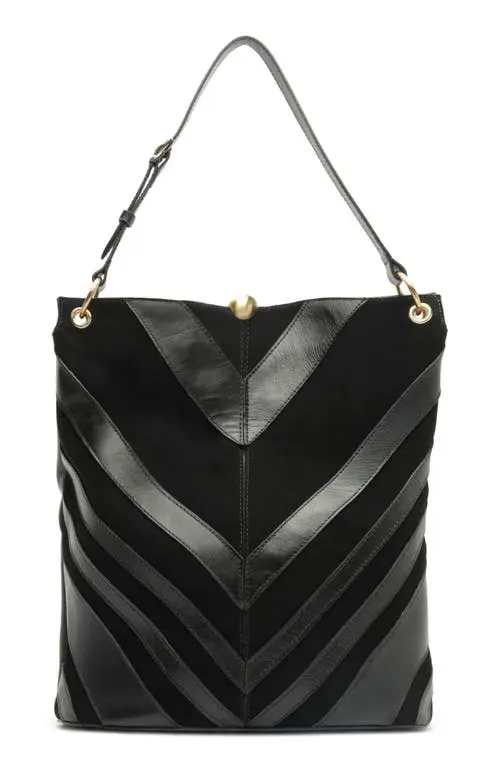 AREZZO Aurora Large Leather Hobo Bag - Black