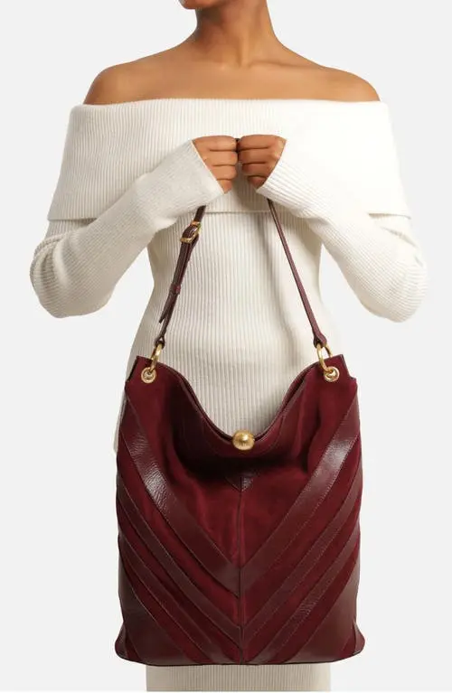 AREZZO Aurora Large Leather Hobo Bag - Fresh Ruby