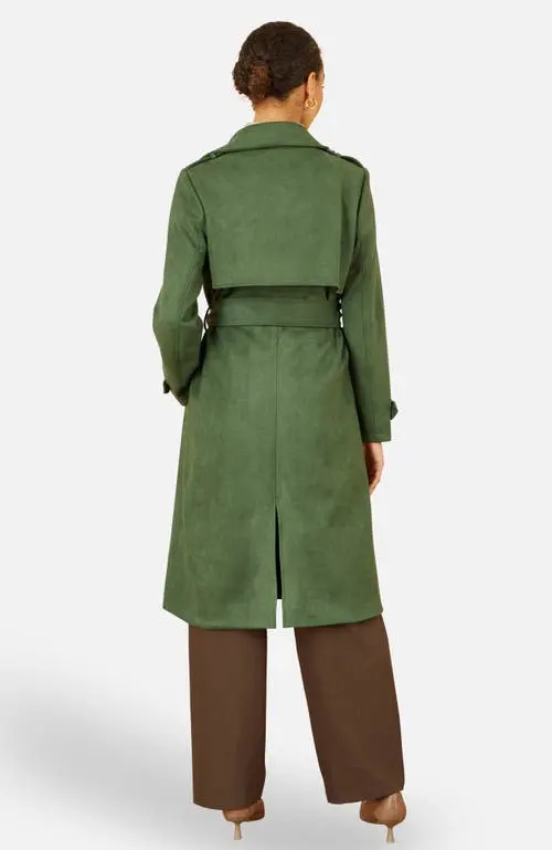 YUMI Faux Suede Trench Coat