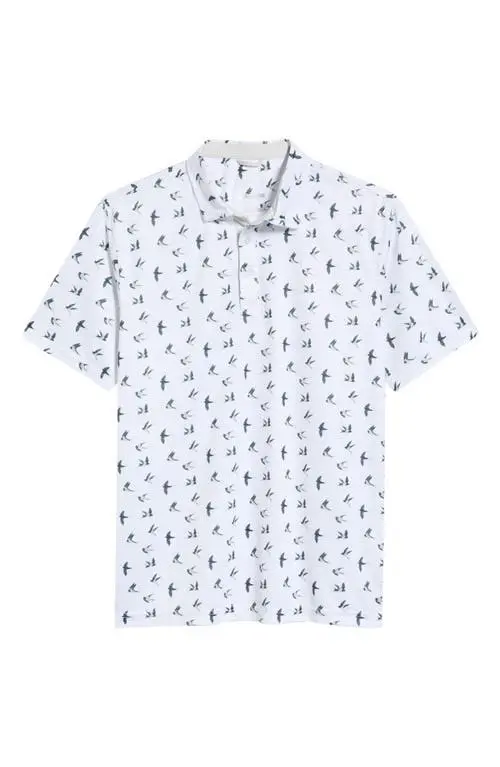 SWANNIES Peak Bird Print Performance Golf Polo - White
