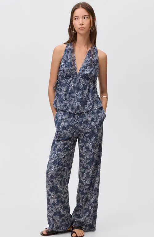 Mango Floral Drawstring Pants